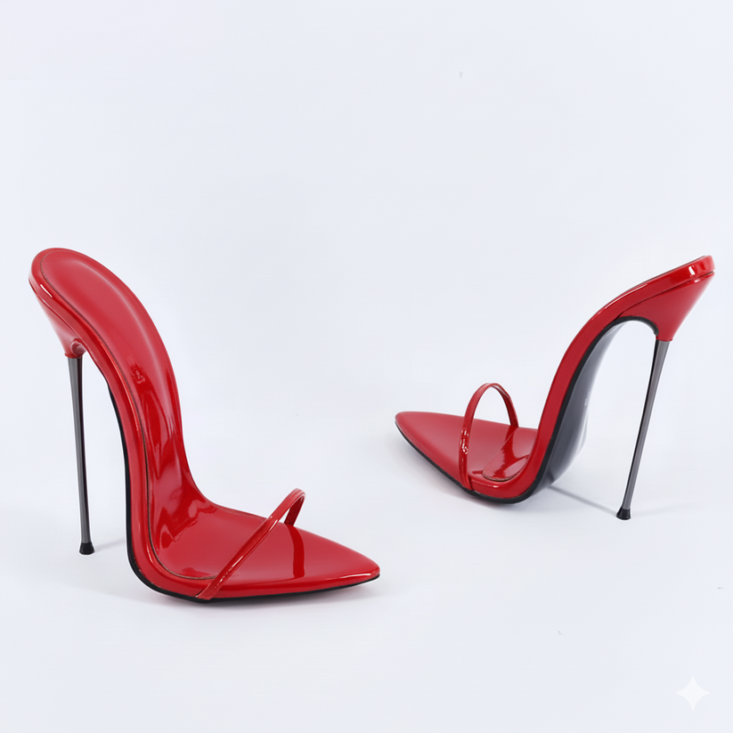 Barely There Ultra slim Metal Stiletto High Heel Mules 13 or 16cm ...