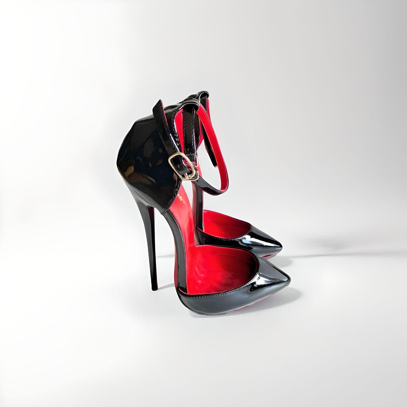 Patent fetish ankle strap stiletto pointed pumps 16cm 6" – Highest Heels